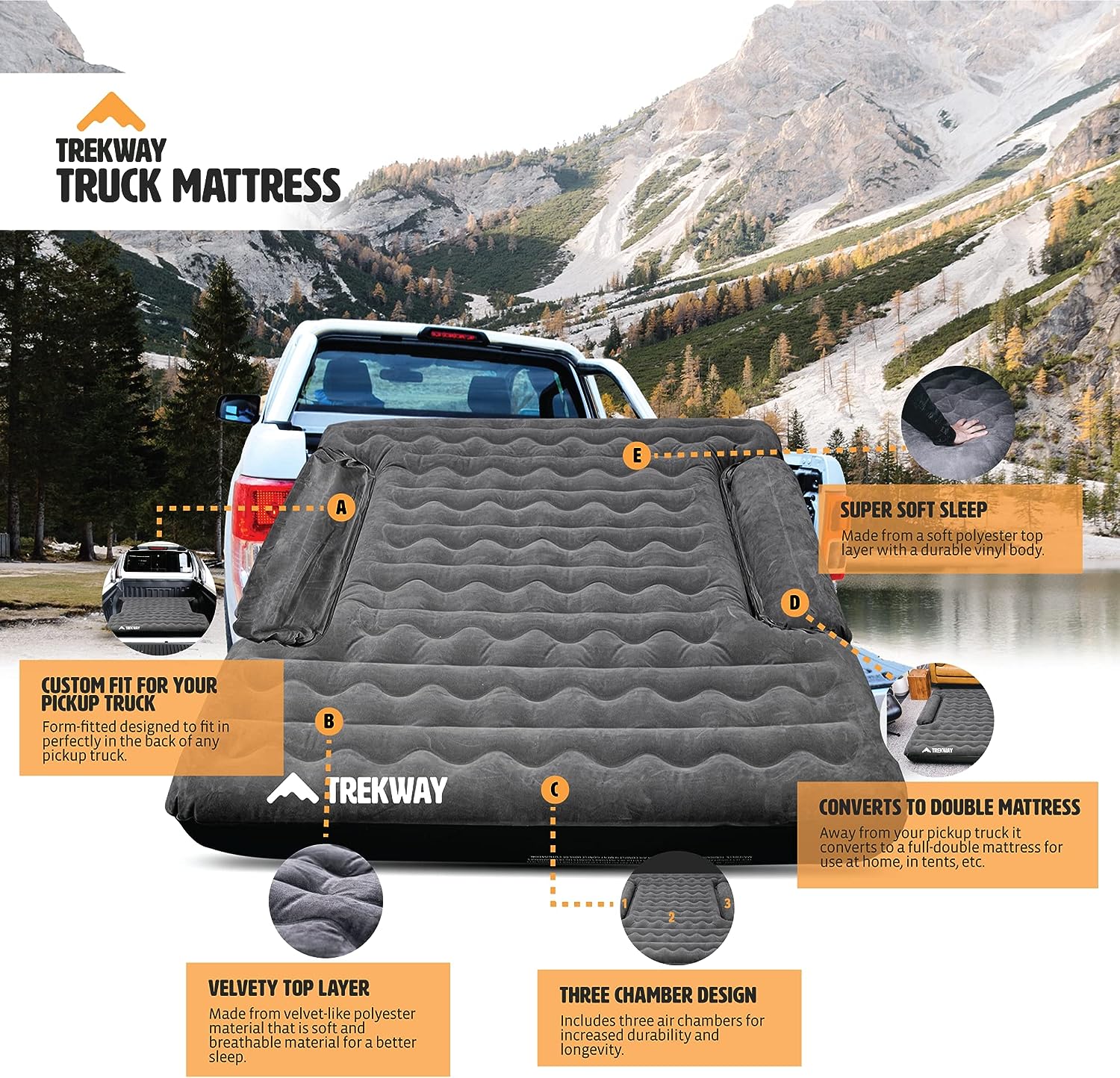 Truck Bed Inflatable Air Mattress Converts to Full Double OffroadingGear