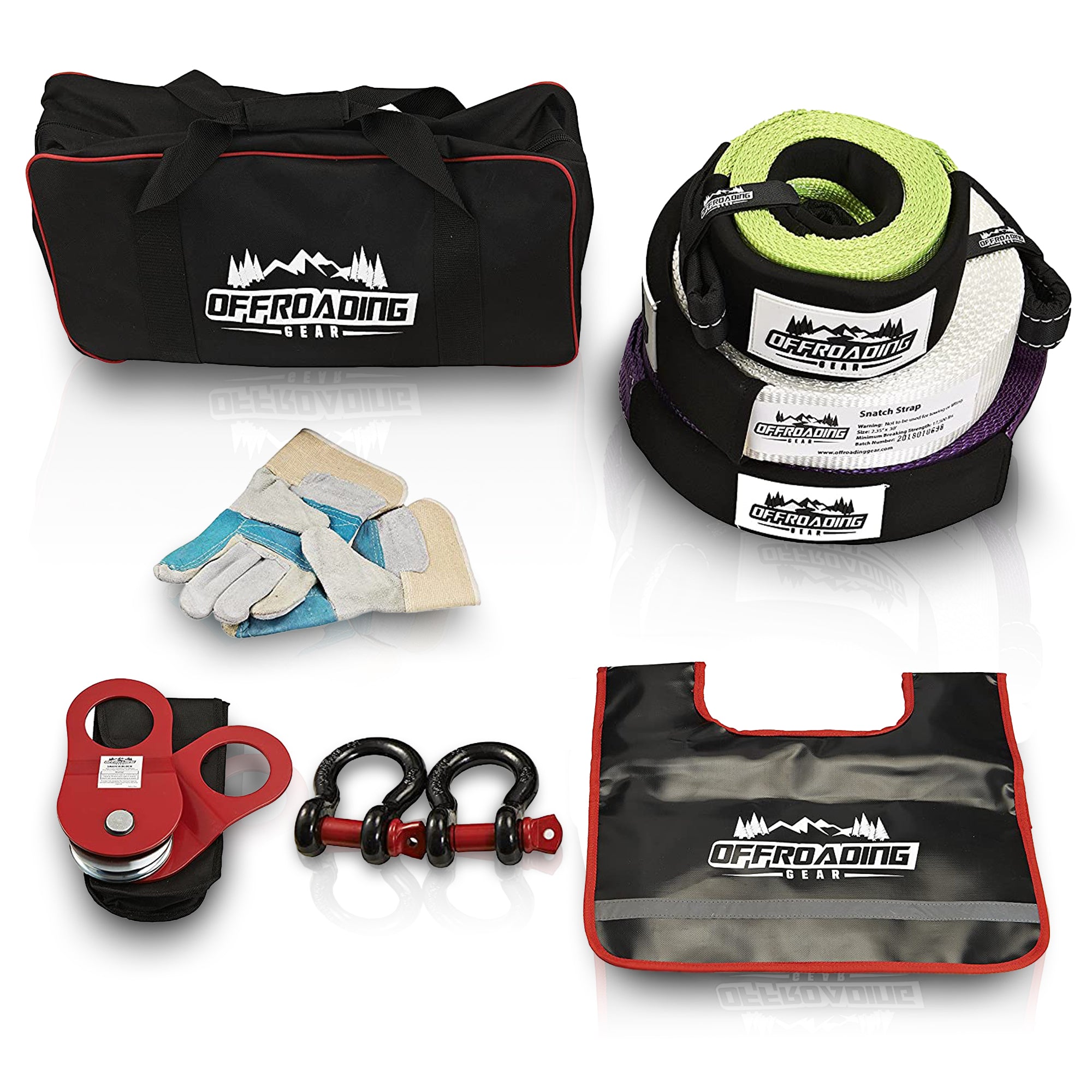 8 Piece 4x4 Recovery Kit with Snatch Straps, Winch Extension, Snatch B ...