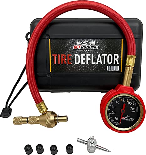 Offroading Gear Rapid Tire Deflator Kit, 0 to 70 PSI, with Pressure Ga ...