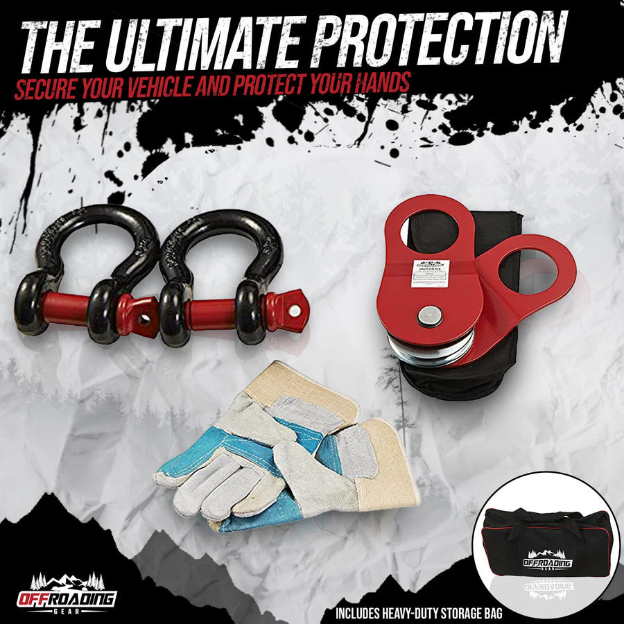 8 Piece 4x4 Recovery Kit with Snatch Straps, Winch Extension, Snatch B ...